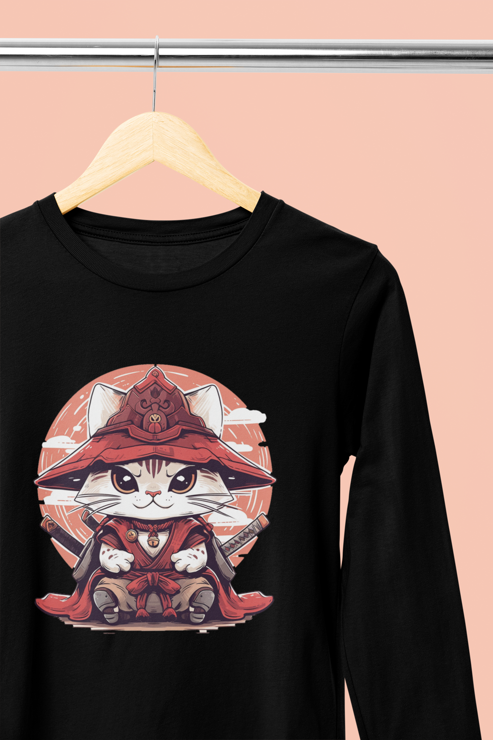Katana Kitty: The Samurai Cat Long Sleeve Tee – OsakaCat