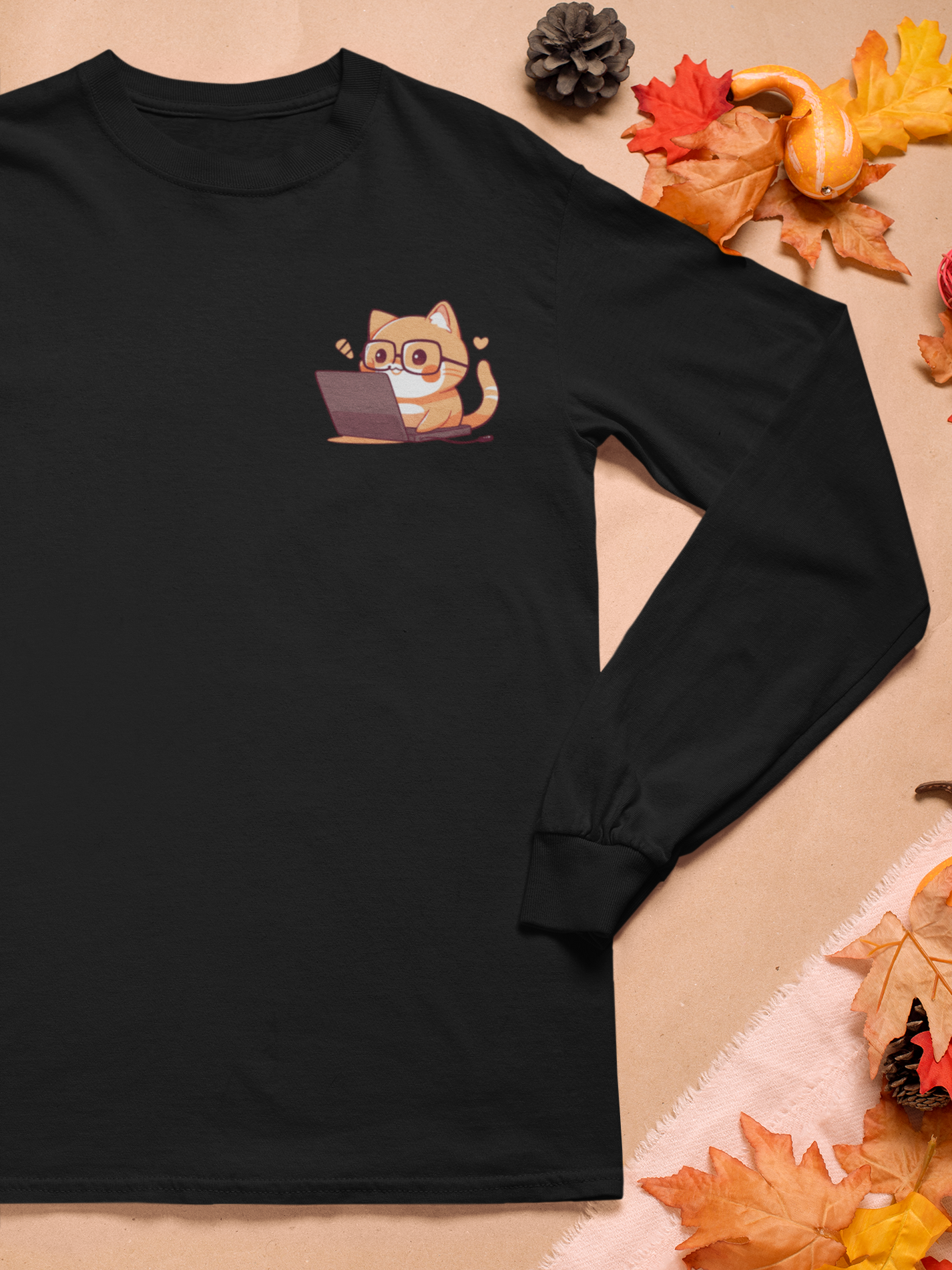 Nerd Tabby Workaholic Long Sleeve Tee – OsakaCat